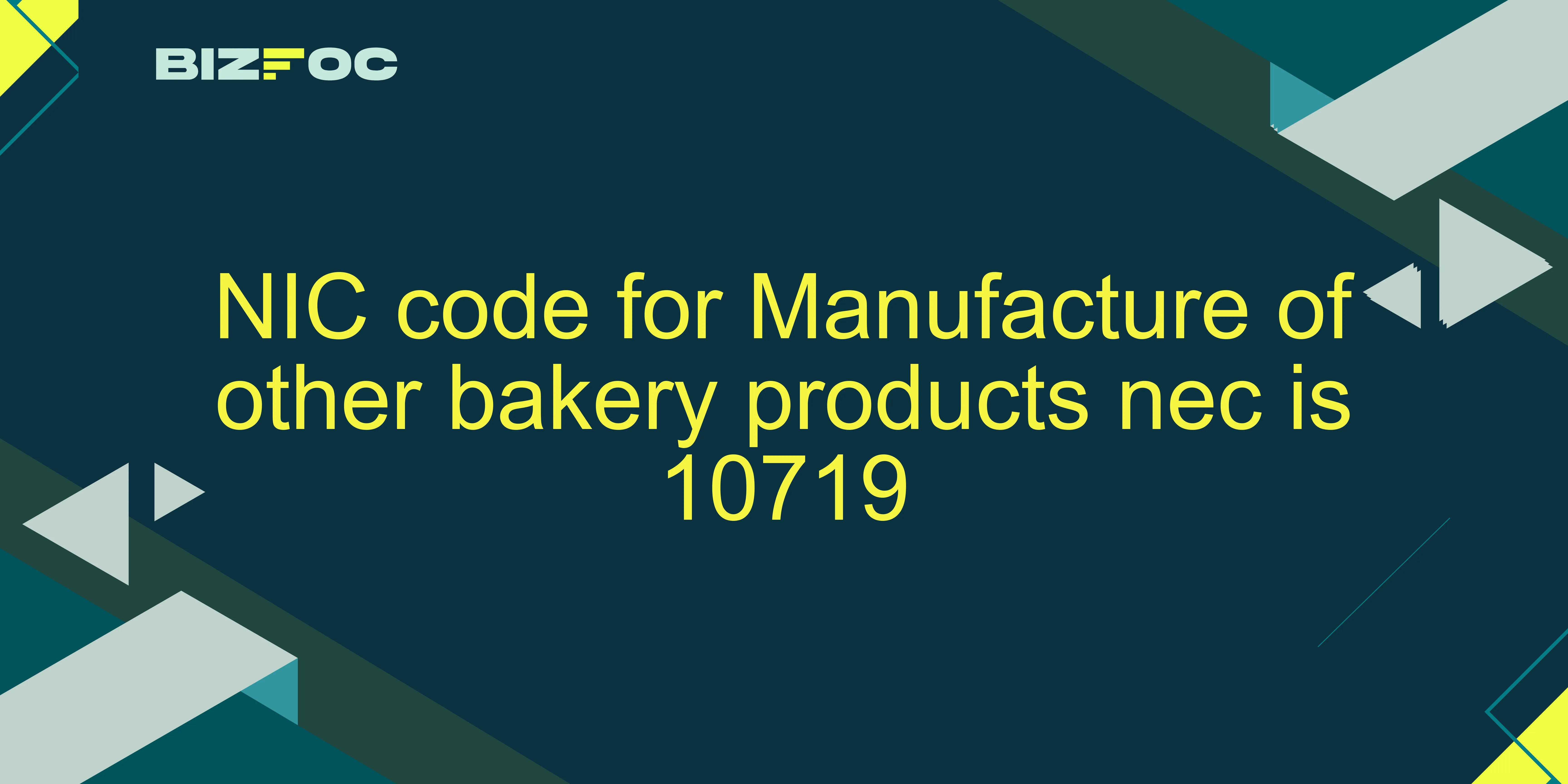 NIC Code for Manufacture of Bakery Products Nec | 10719